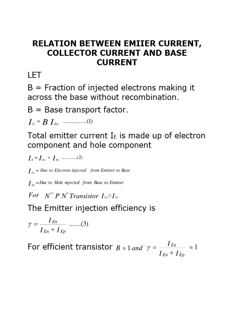 BJT Current Relationships and Efficiency | PDF | Bipolar Junction ...