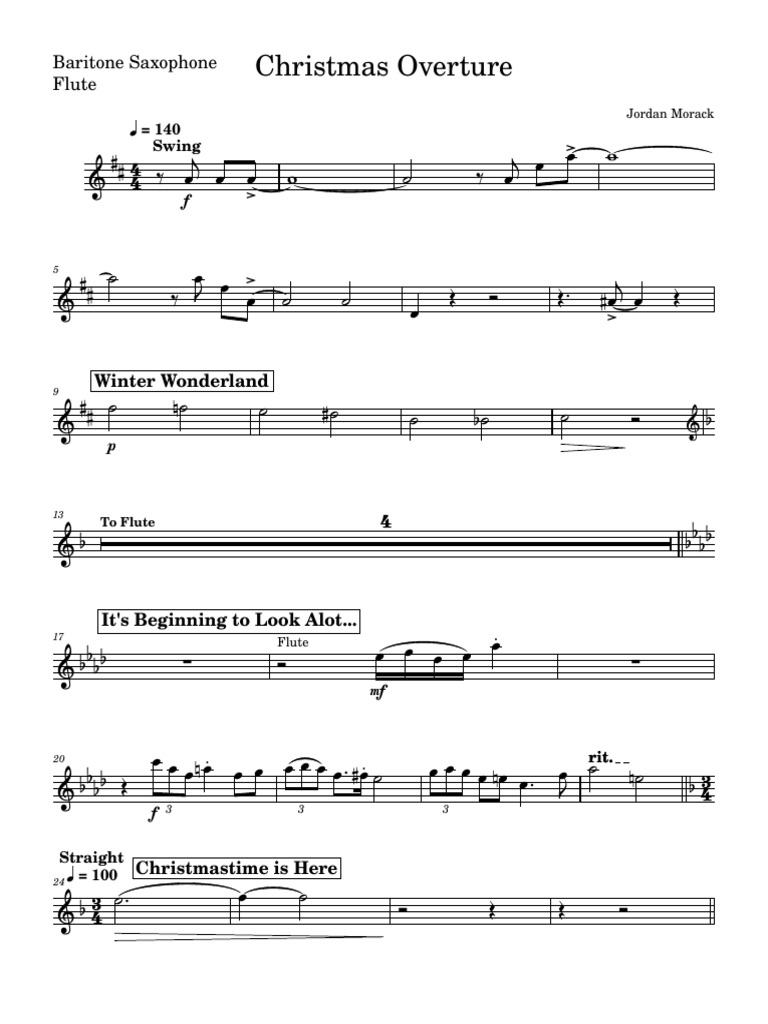 Christmas Overture-Baritone - Saxophone | PDF | Woodwind Instruments ...