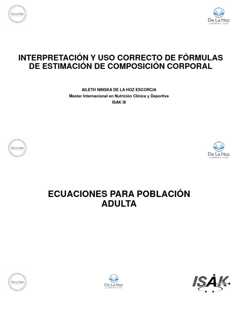 Fórmulas de Estimación Corporal | PDF | Tejido adiposo | Músculo