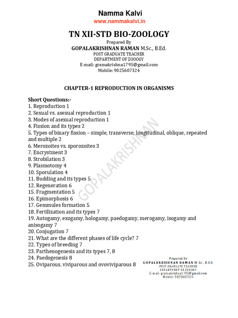 Namma Kalvi 12th Bio-Zoology Question Bank em 216384 | PDF | Molecular Cloning | Biodiversity