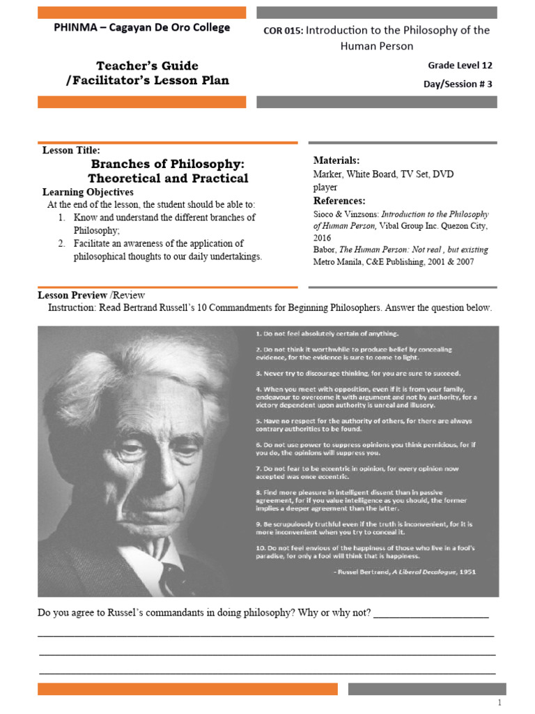 COR 015 - Intro. To The Philo. of The Human Person - Day03 - TG | PDF ...