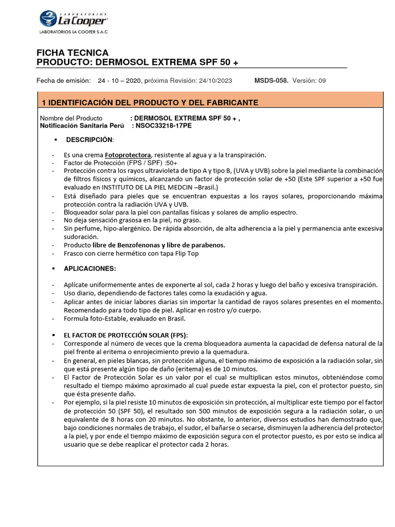 FT - Dermosol Extrema SPF 50+ | PDF | Protector solar | Ultravioleta