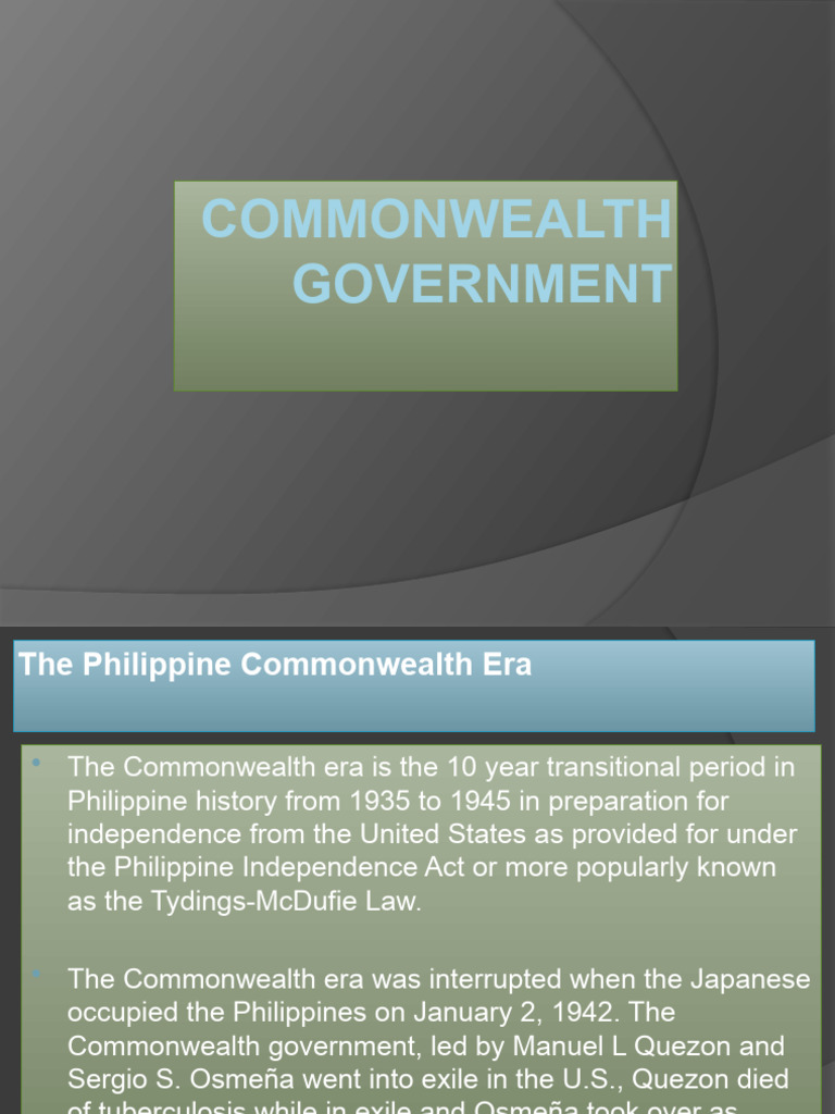 Commonwealth Government | PDF | Philippines | Separation Of Powers