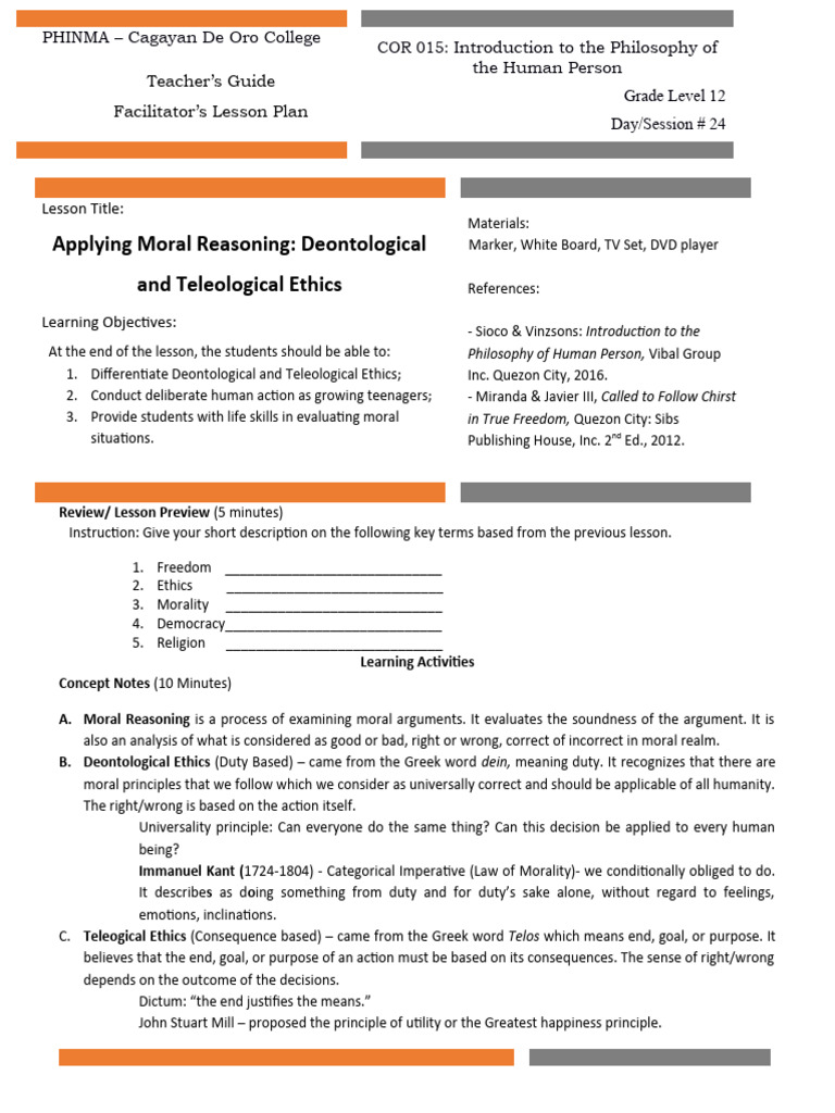 COR 015 - Intro. To The Philo. of The Human Person - Day24 - TG | PDF | Sexually Transmitted ...