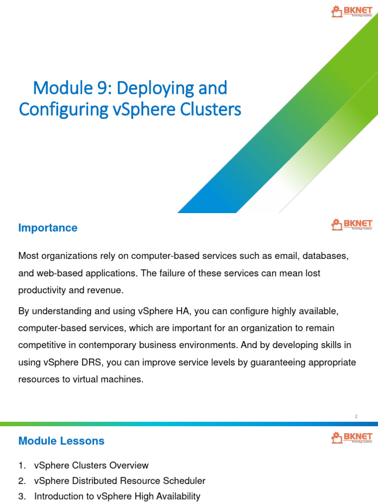 BKNET - VSICM8 - M9 - Deploying and Configuring Vsphere Clusters | PDF | Virtual Machine ...