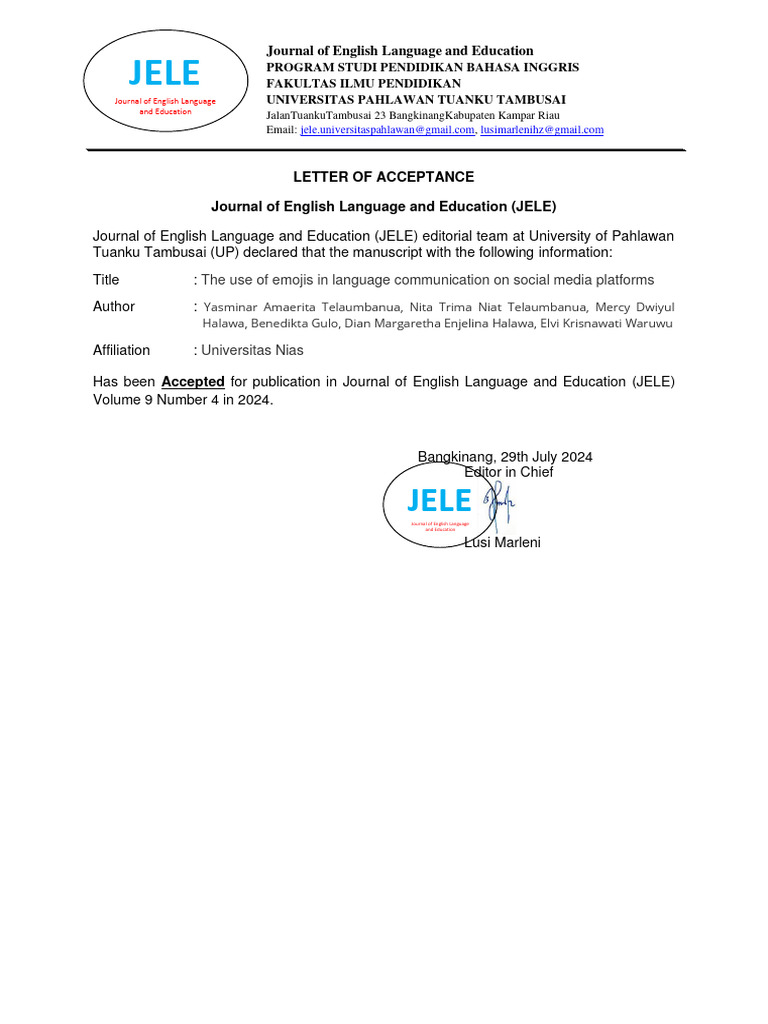 LoA JELE Yasminar | PDF | Language Arts & Discipline