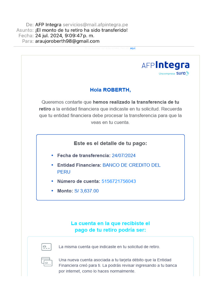 Confirmación de Retiro AFP 2024 | PDF | Bancos | Industrias de servicio