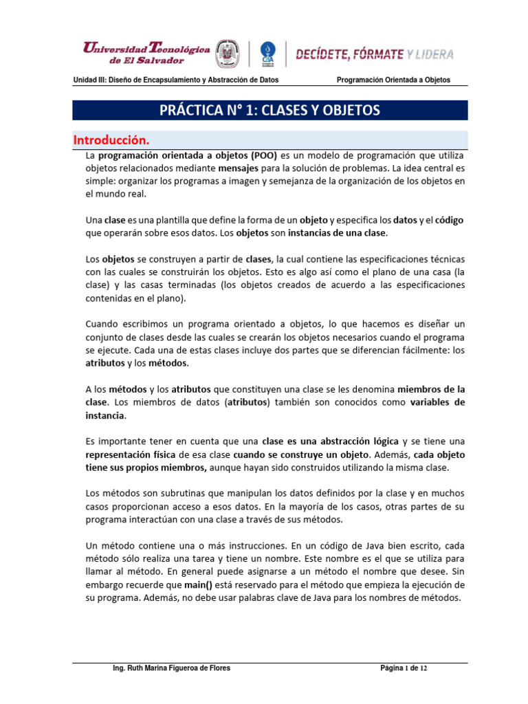 POO: Clases y Objetos en Java | PDF | Objeto (informática) | Programación