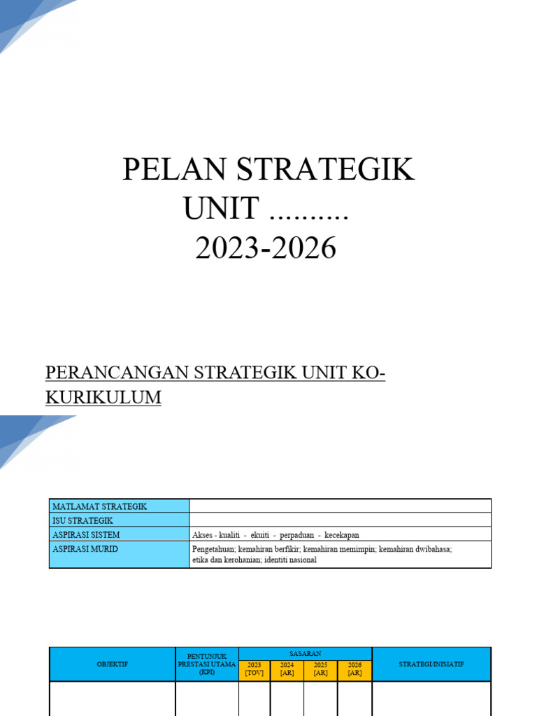 Rencana Strategik Kurikulum 2023-2026 | PDF