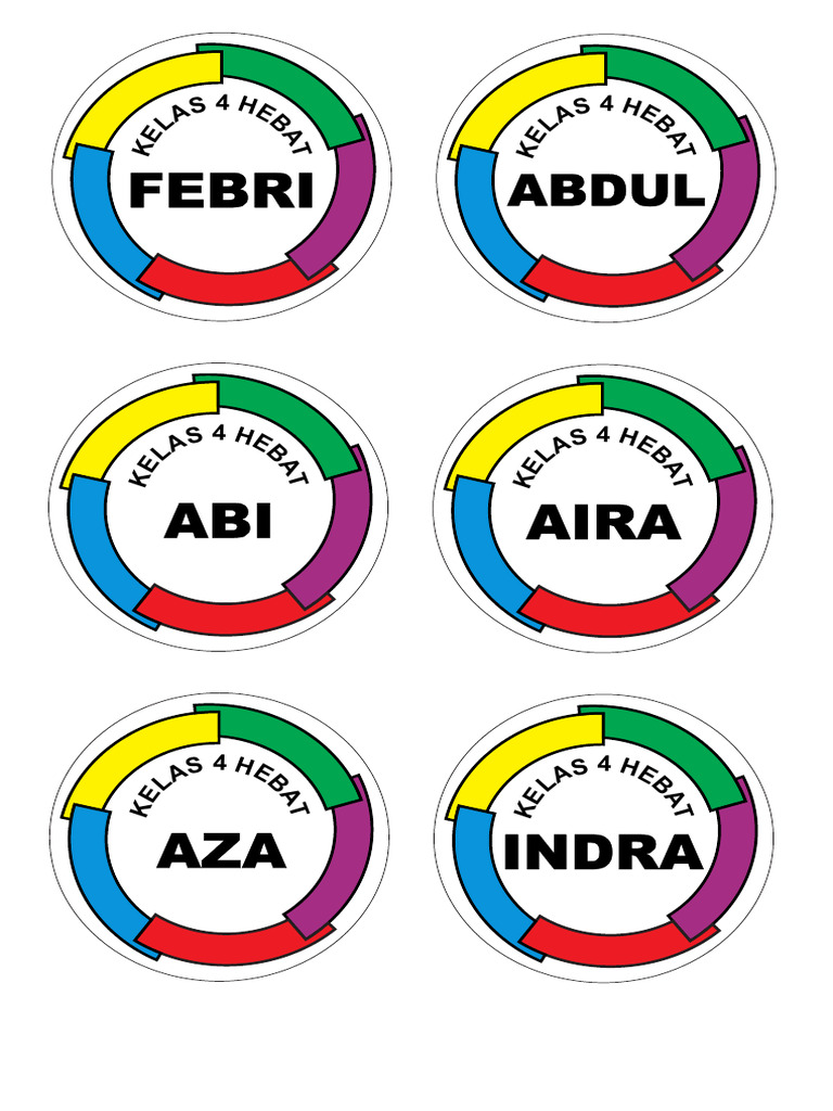 Name Tag Kelas 4 | PDF