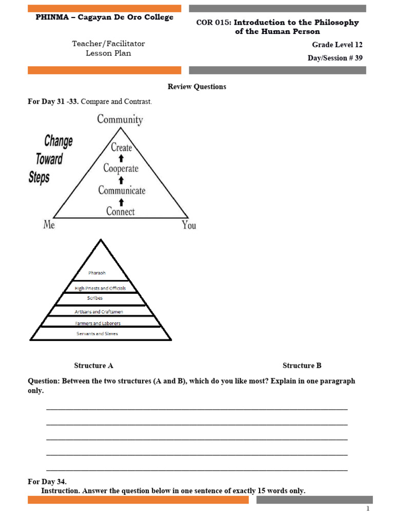 COR 015 - Intro. To The Philo. of The Human Person - Day39 - SAS - Summative Review | PDF ...