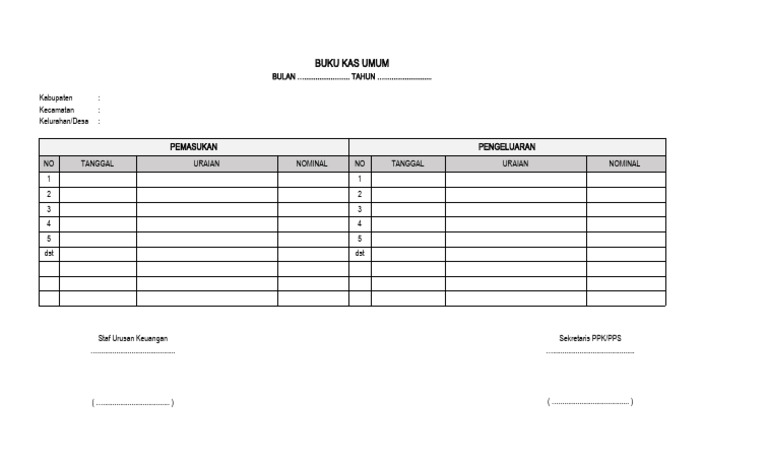 Format (Hibah. 22) Buku Kas Umum | PDF