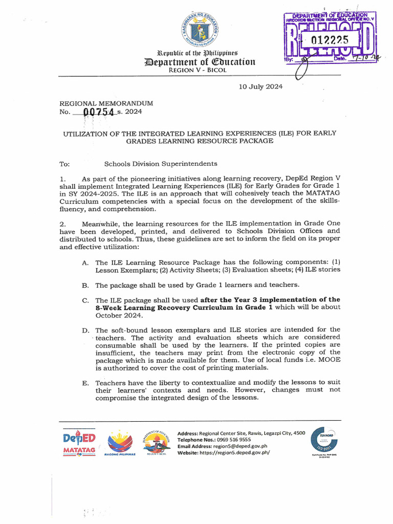 RM - 754 S - 2024 Utilization of The Integrated Learning Experiences ...