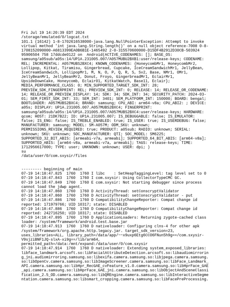 Logcat | PDF | Android (Operating System) | Computing Platforms