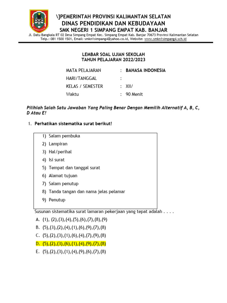 SOAL US 2023 Acak | PDF