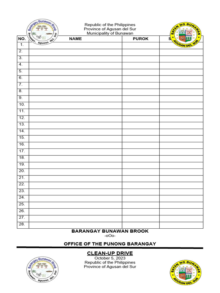 Attendance - Clean Up Drive | PDF | Science & Mathematics