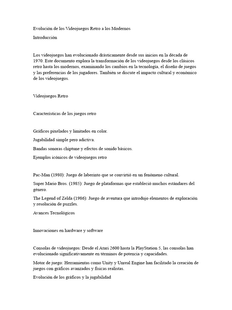 Evolución de Los Videojuegos Retro A Los Modernos | PDF | Videojuegos ... Evolución de Los Videojuegos Retro A Los Modernos | PDF | Videojuegos ...