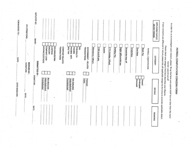 Payroll Concern Form | PDF