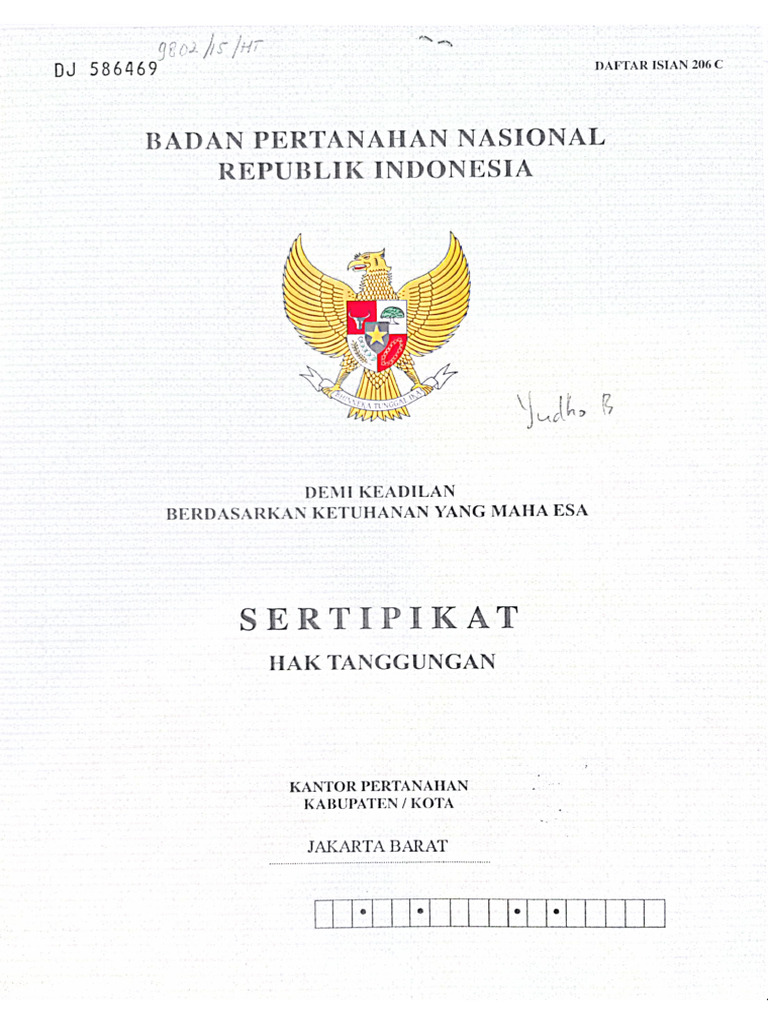 Sertifikat Hak Tanggungan C12a No.9802.15.ht | PDF