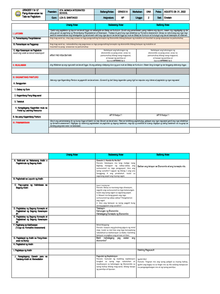 AP9 - Linggo-1-2 | PDF