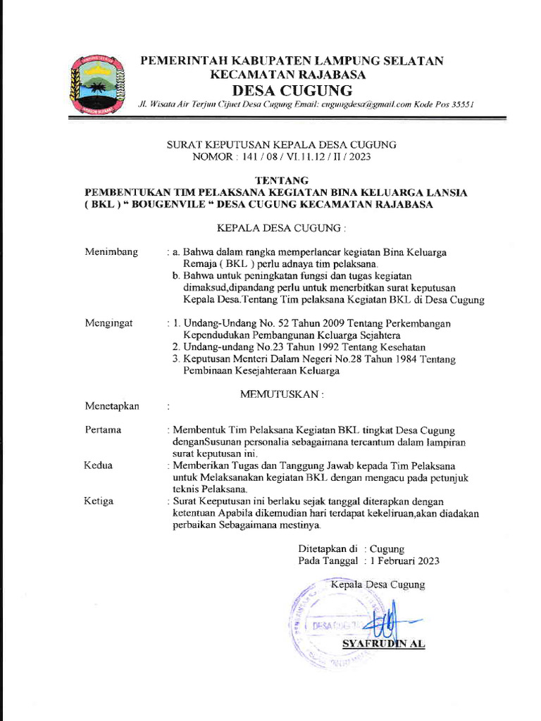 SK Timlak BKL 2023 2 | PDF