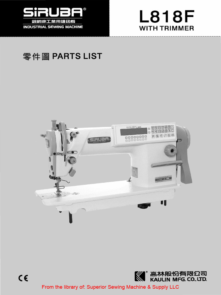 Siruba L818F With Trimmer | PDF | Sewing Machine | Domestic Implements
