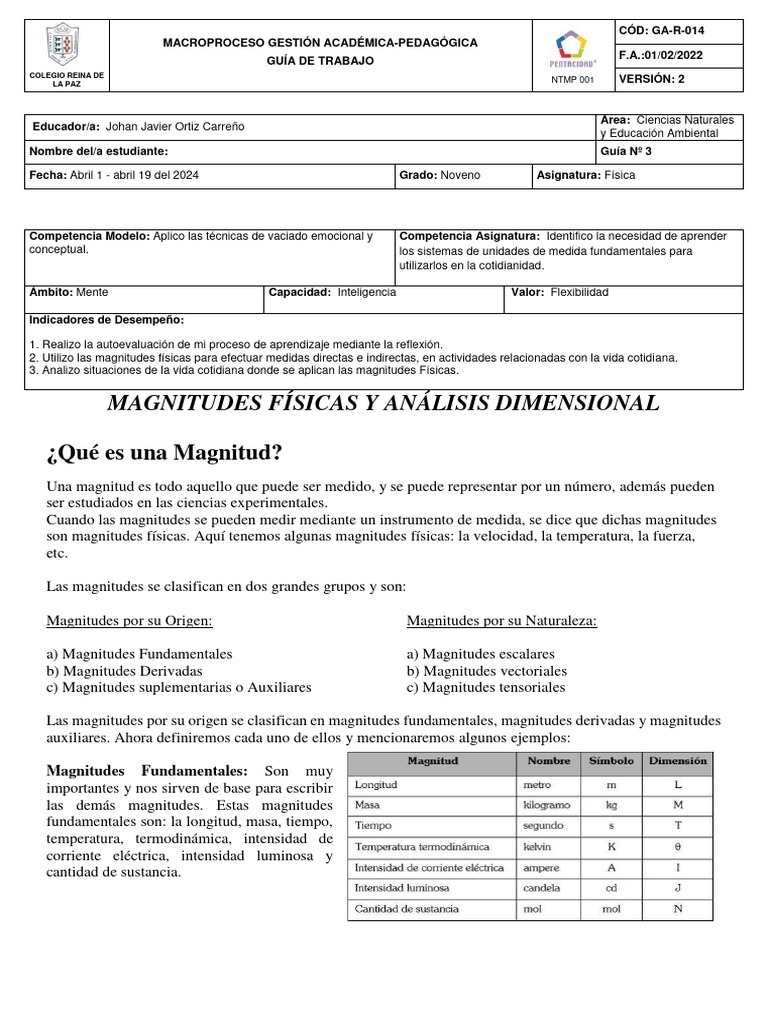Magnitudes Físicas Y Análisis Dimensional: ¿Qué Es Una Magnitud? | PDF | Medición | Radiación