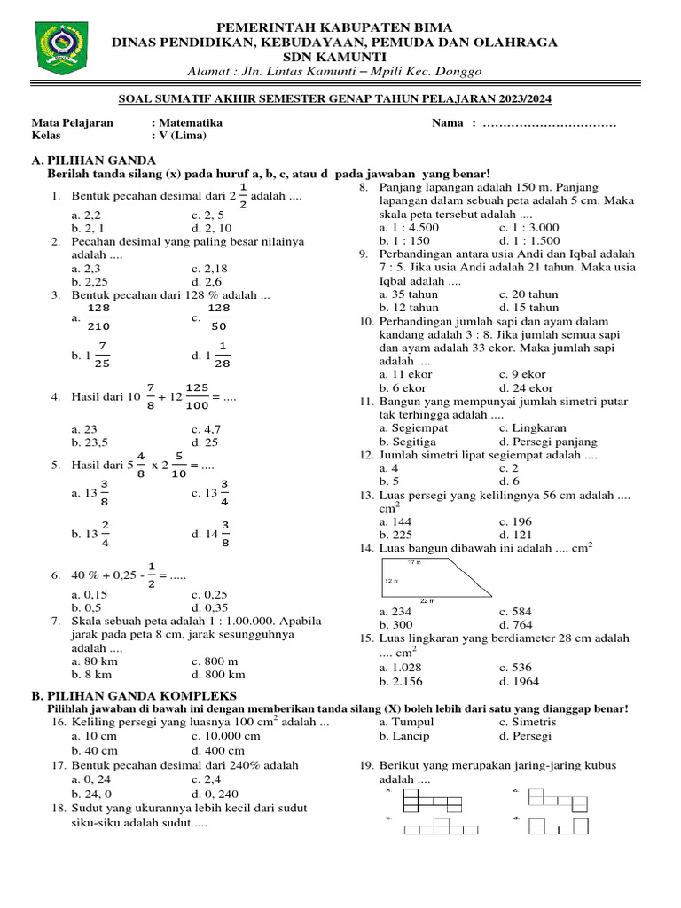 Soal PAT Matematika Kelas 5 | PDF