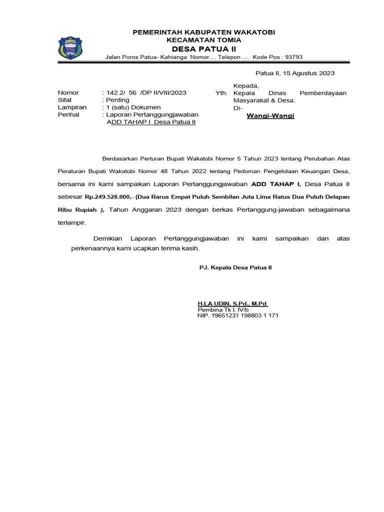 SURAT Pengantar SPJ | PDF