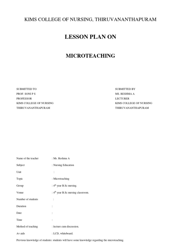 Micro Teaching | PDF | Teachers | Learning