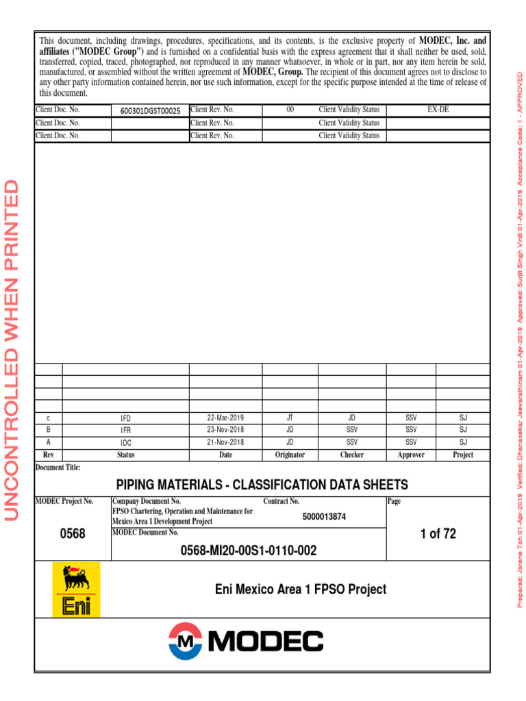 0568-MI20-00S1-0110-002 Rev C PIPING MATERIALS - CLASSIFICATION DATA ...