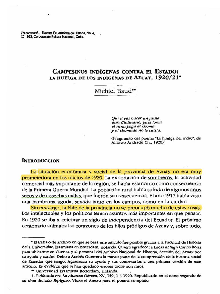 Baud, Michiel. Campesinos Indígenas Contra El Estado. Huelga Indigenas ...