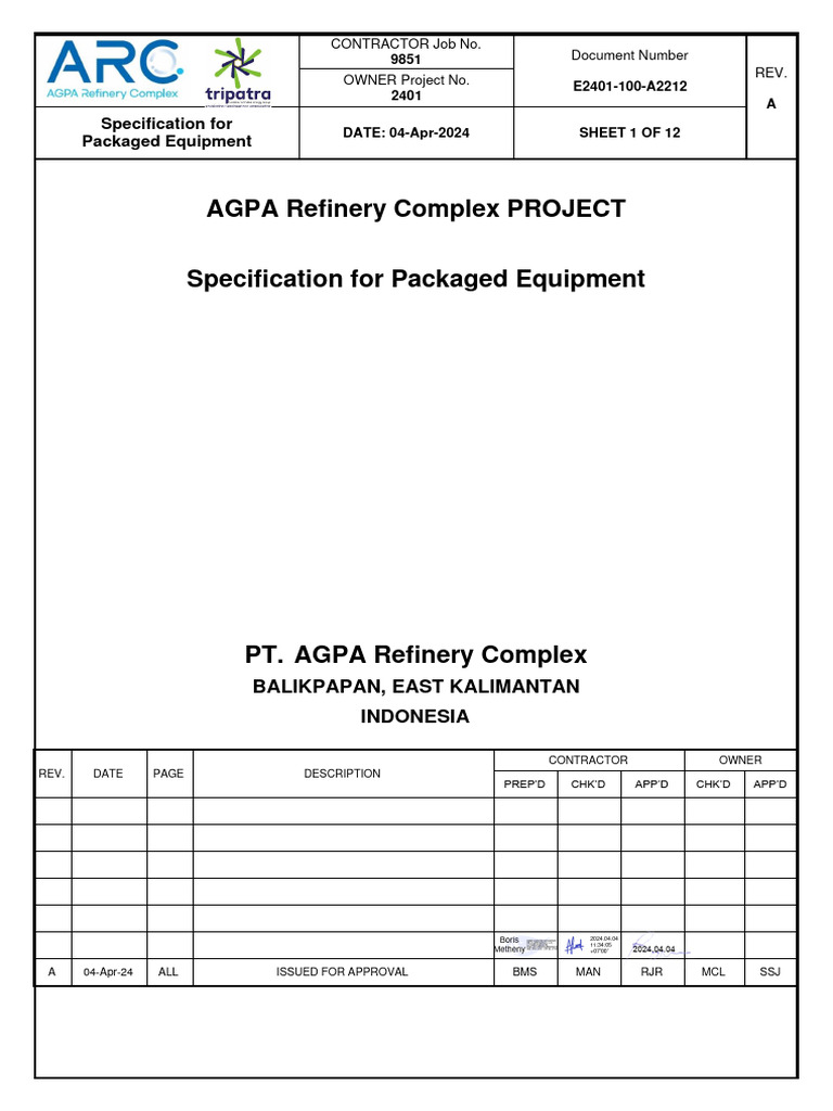 E2401-100-A2212 - A - IFA - SPECIFICATION FOR PACKAGED EQUIPMENT ...