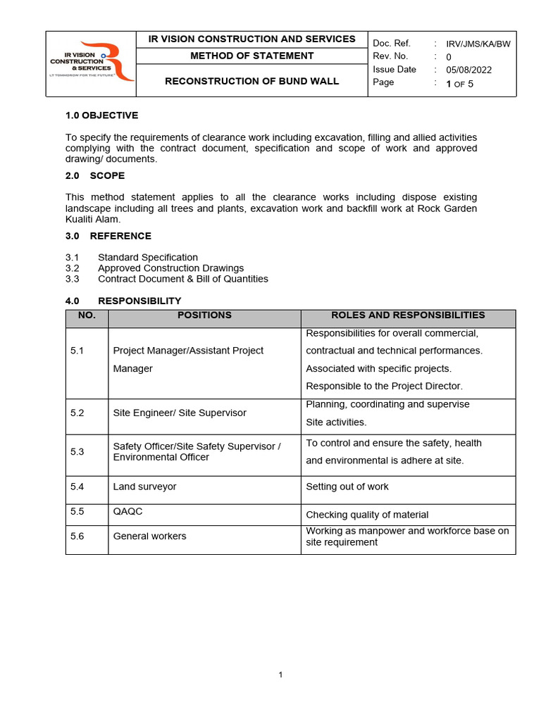 Bund Wall Reconstruction | PDF | Personal Protective Equipment
