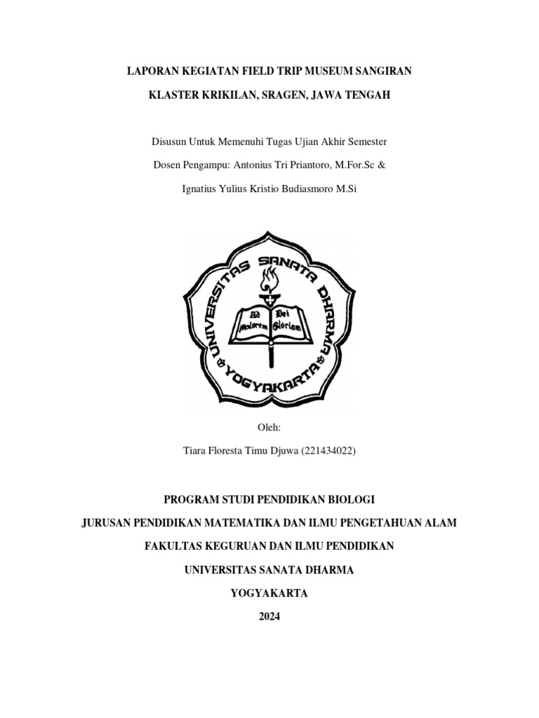 Antro Uas - Laporan Kegiatan Field Trip Museum Sangiran | PDF