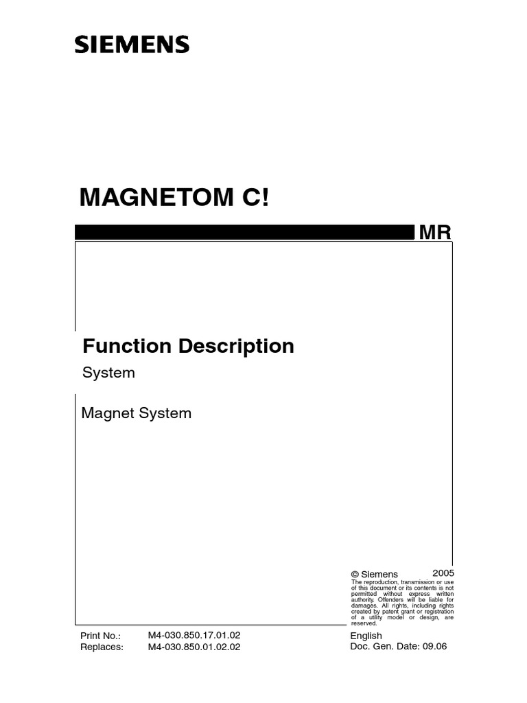 Magnetom C Func Des Coolin | PDF | Magnet | Electromagnetism