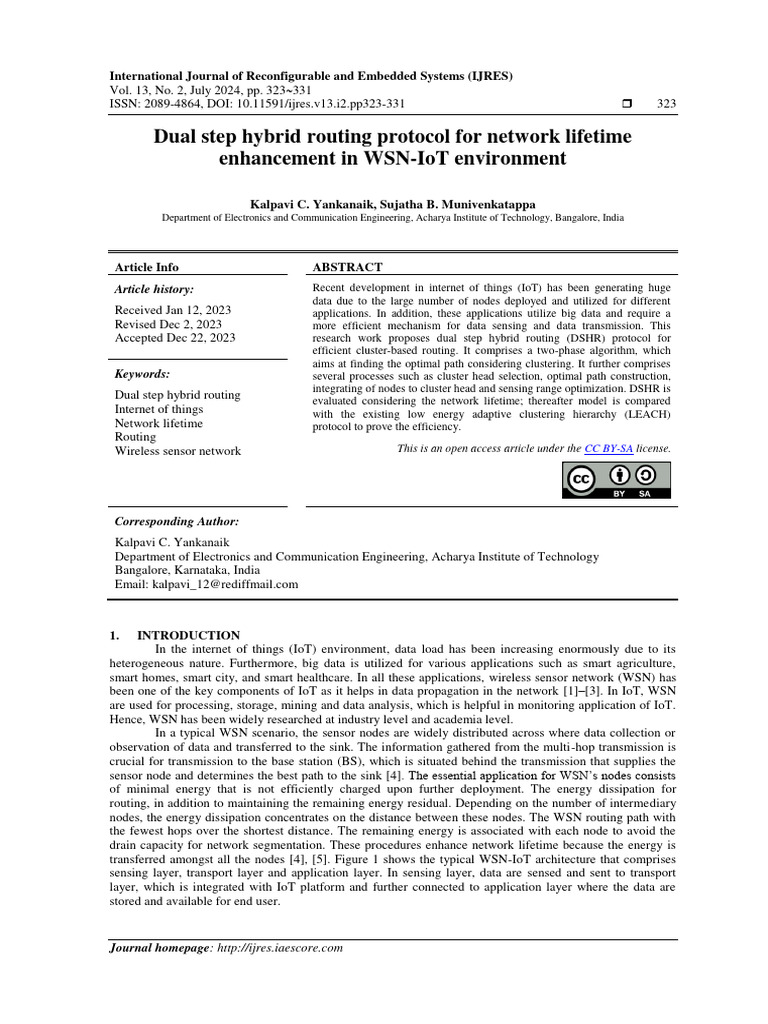 Dual Step Hybrid Routing Protocol For Network Lifetime Enhancement In Wsn Iot Environment Pdf