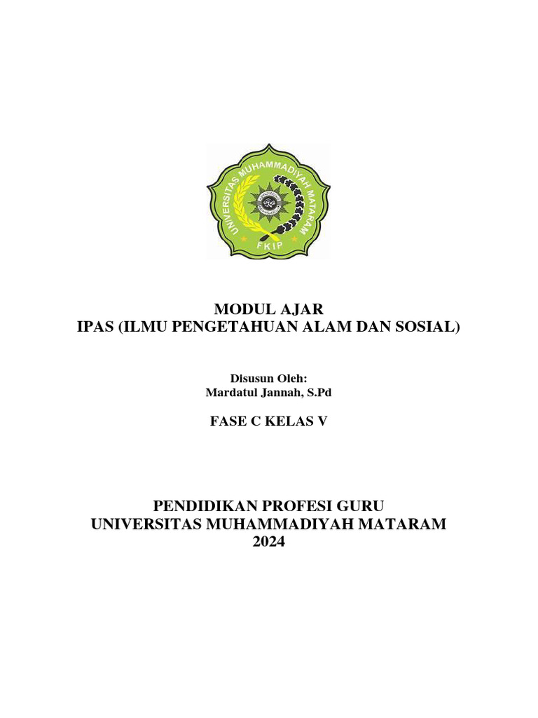MODUL AJAR Pendekatan CRT - IPAS Kelas V - Mardatul Jannah | PDF | Karier & Perkembangan