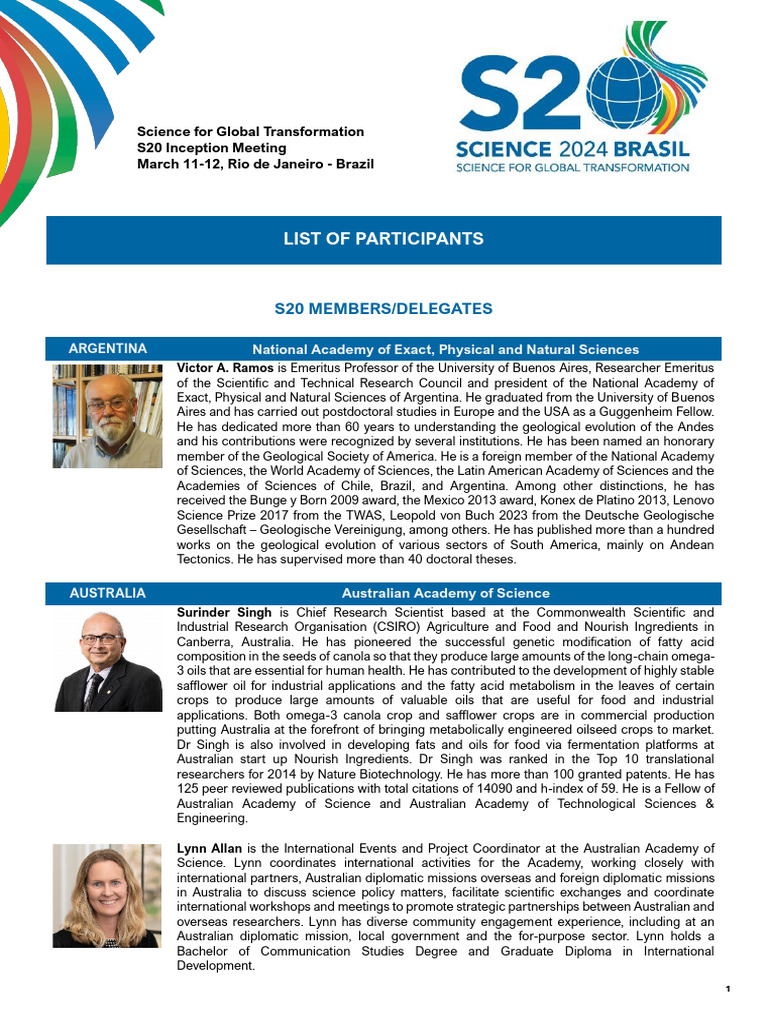 S20 Inception Meeting Booklet 08 - 08 | PDF | Science