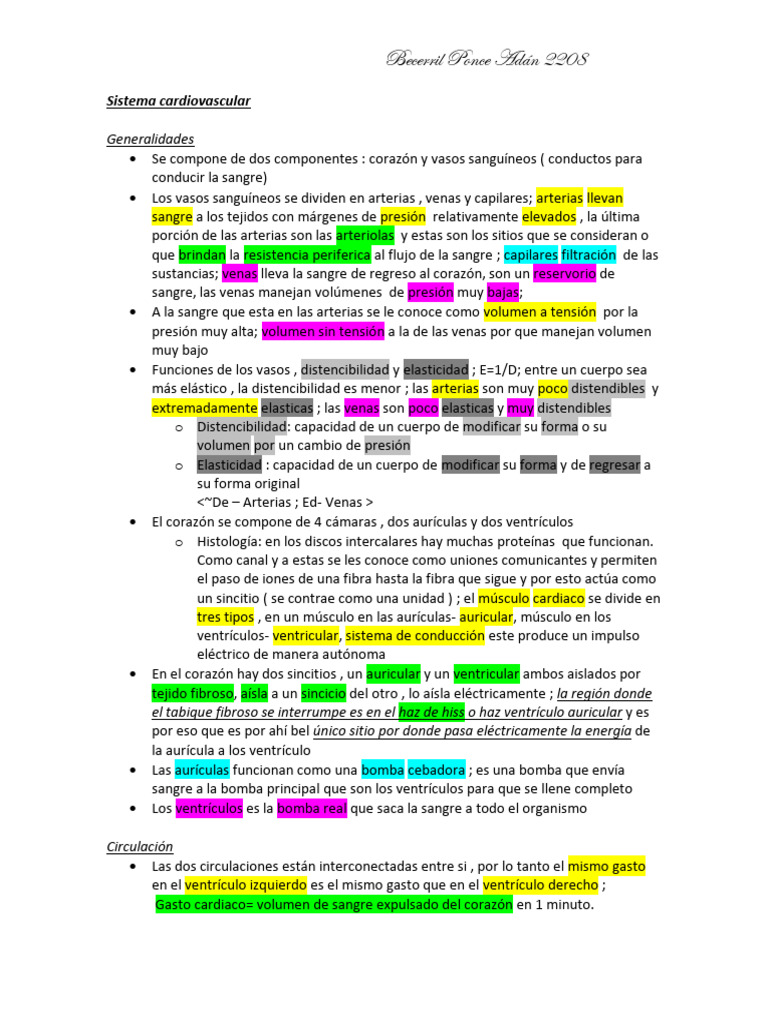Fisio 2 Bloque Completo | PDF | Corazón | Artería