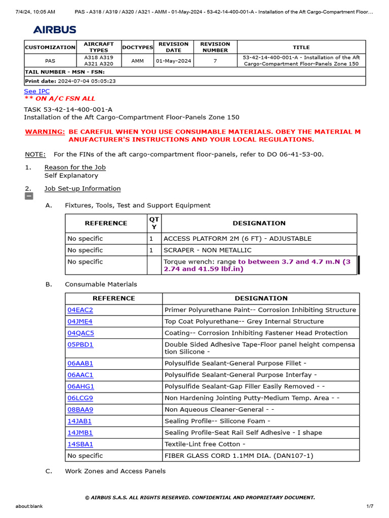 PAS - A318 - A319 - A320 - A321 - AMM - 01-May-2024 - 53-42-14-400-001 ...