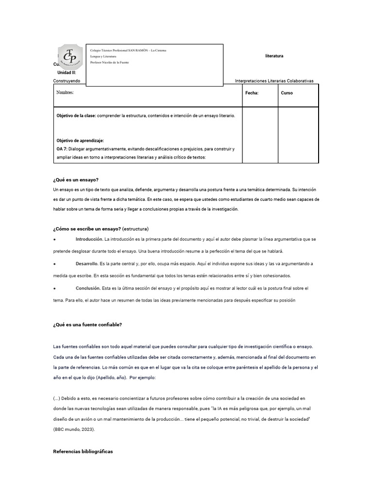 LyL 4tos. Ensayo | PDF | Ensayos | Inteligencia artificial