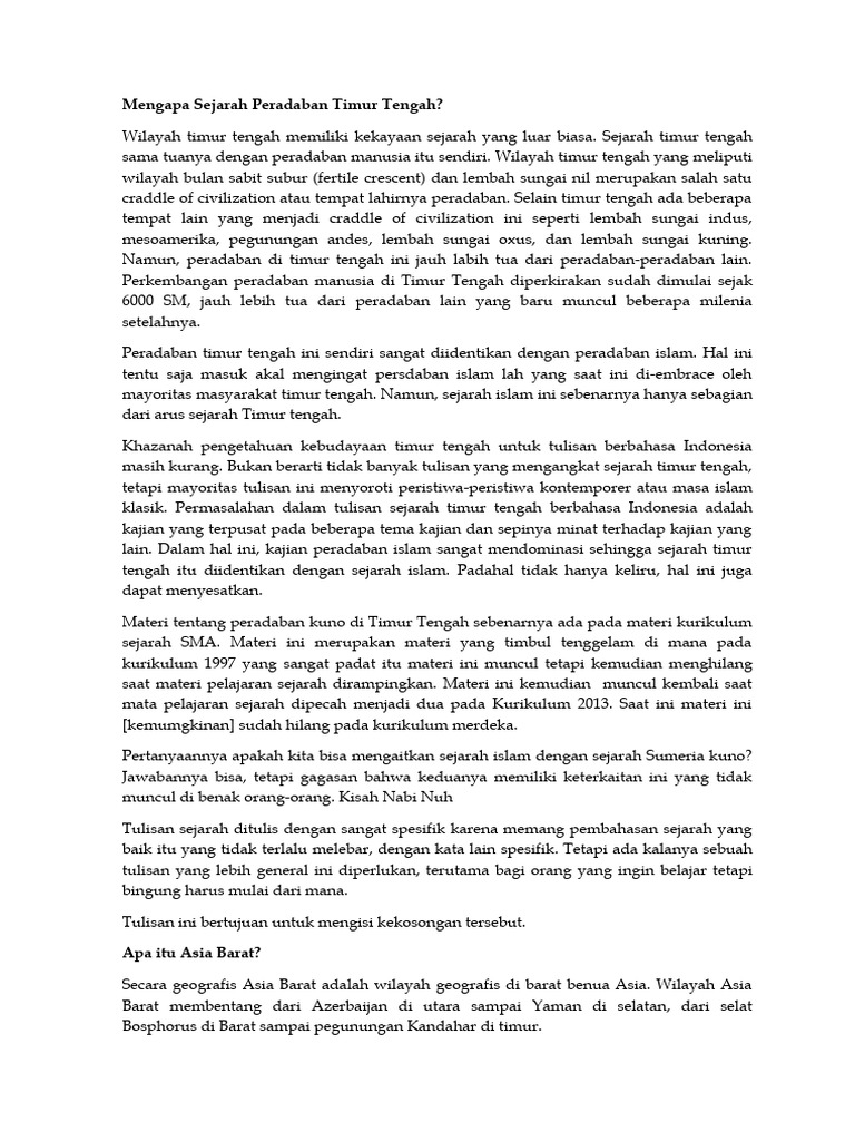 Sejarah Peradaban Timur Tengah Kuno | PDF
