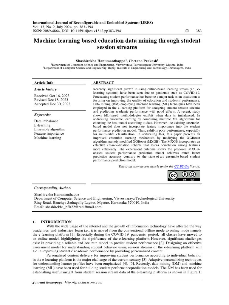 Machine learning based education data mining through student session streams | PDF | Cross ...