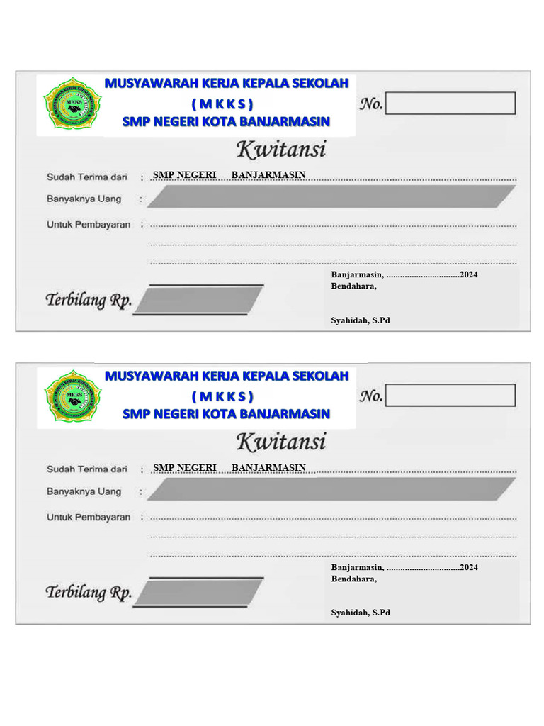 Kwitansi MKKS 1 | PDF