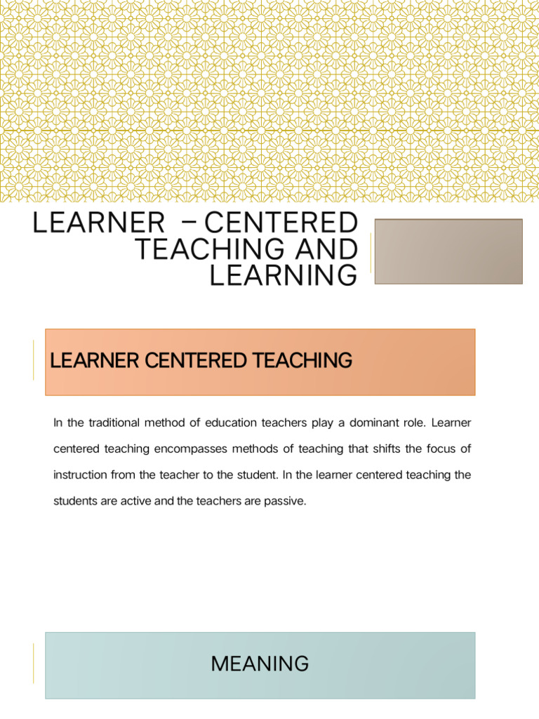 Learner Centered Teaching and Learning | PDF | Learning | Teachers