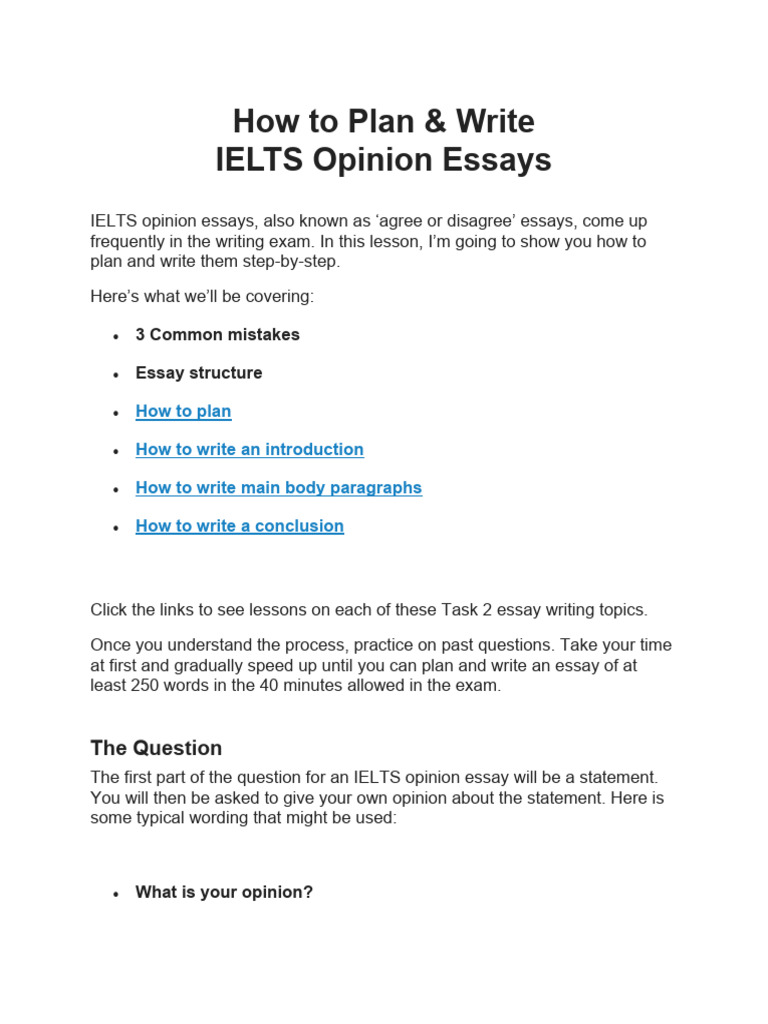 How To Plan - Opinion Essay | PDF | Essays | International English ...