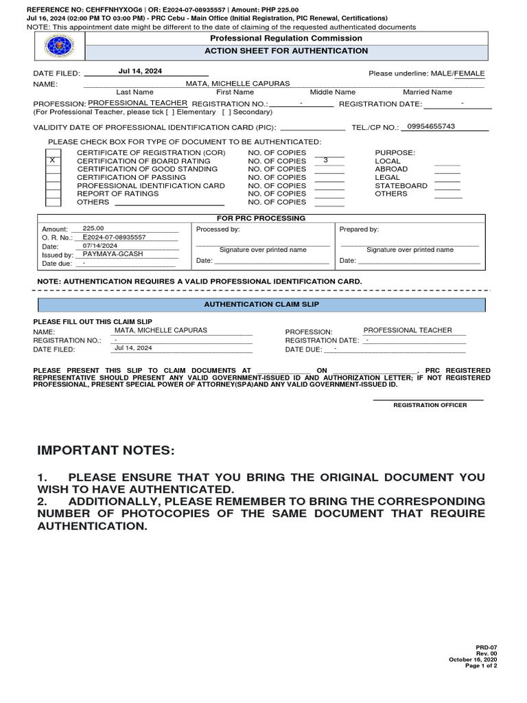 Authentication Request Form for Professionals | PDF | Identity Document | Authentication