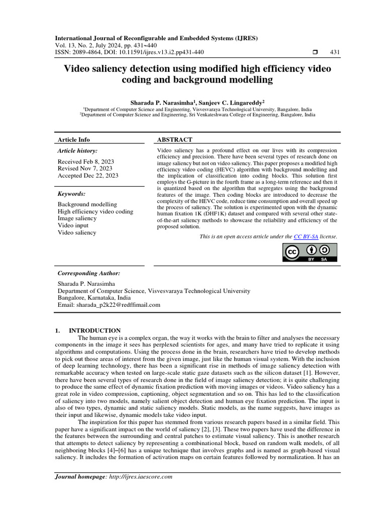 Video Saliency Detection Using Modified High Efficiency Video Coding and Background Modelling ...