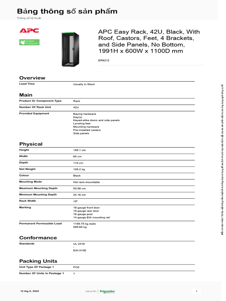 Schneider Electric - Easy-Rack - ER6212 | PDF